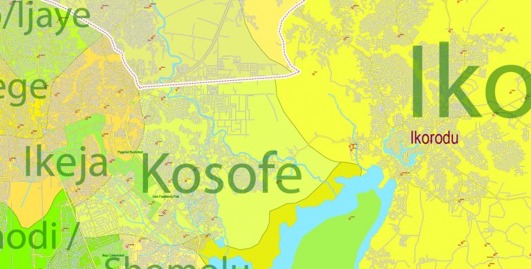 _Lagos State Editable PDF Map 01 Admin Roads Cities and Towns, Nigeria ...