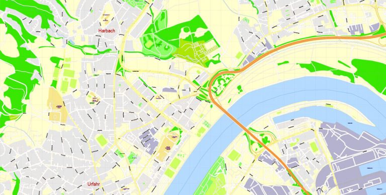 Linz PDF Map Austria, Printable Vector exact detailed City Plan, 100 ...