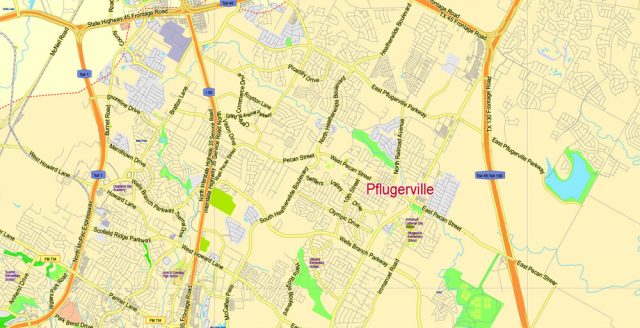 Travis County + Austin PDF Map Texas US Editable Printable exact ...