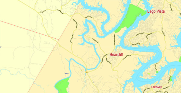 Travis County + Austin PDF Map Texas US Editable Printable exact ...