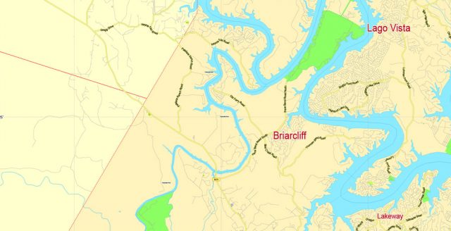 Travis County + Austin Map Texas US, Adobe Illustrator Editable ...