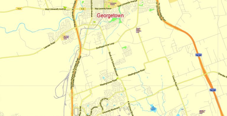 Travis County + Austin PDF Map Texas US Editable Printable exact ...