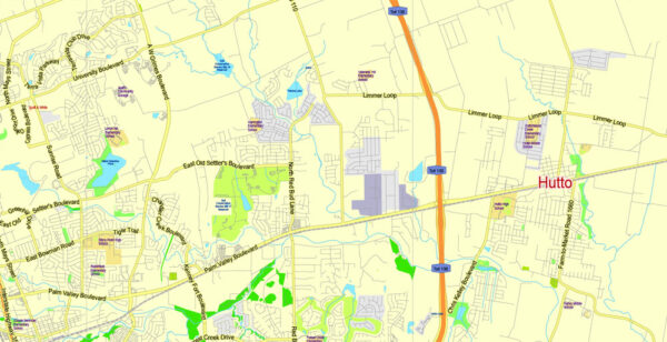 Travis County + Austin PDF Map Texas US Editable Printable exact ...