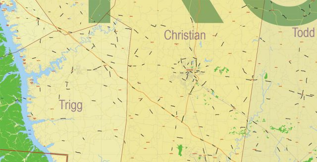 Evansville PDF Map area 120 miles radius, Indiana US, exact vector City ...