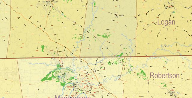 Evansville PDF Map area 120 miles radius, Indiana US, exact vector City ...
