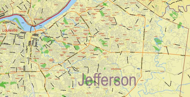 Evansville CDR Map area 120 miles radius, Indiana US, exact vector City ...
