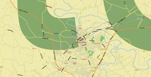 Evansville PDF Map area 120 miles radius, Indiana US, exact vector City ...