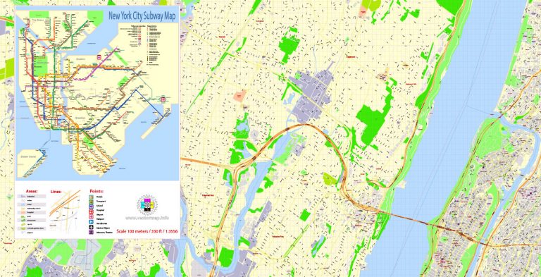 New York City CDR Map, US, exact detailed City Plan scale 1:3556 ALL ...