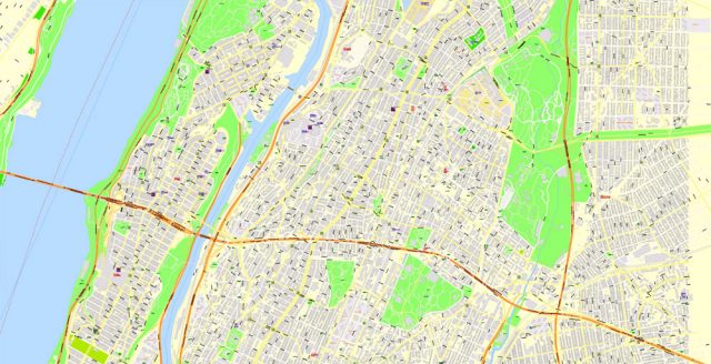 New York City Printable Map, US, exact detailed City Plan scale 100 ...