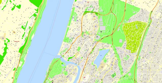 New York City Printable Map, US, exact detailed City Plan scale 100 ...