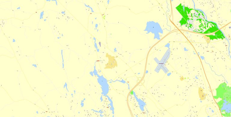 Providence Metro Area Printable Map, Rhode Island US, exact vector City ...