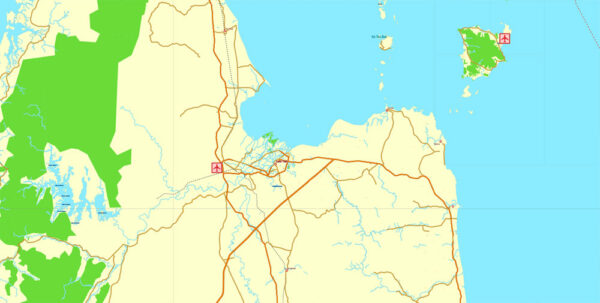 Thailand PDF Map 01 Printable Exact Detailed: Admin, Roads, Cities ...