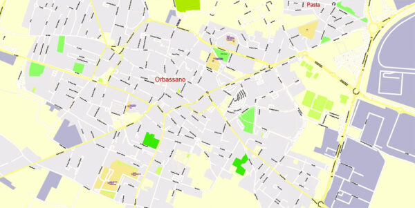 Turin / Torino Vector Map Metro Area Printable, Italy, exact detailed ...