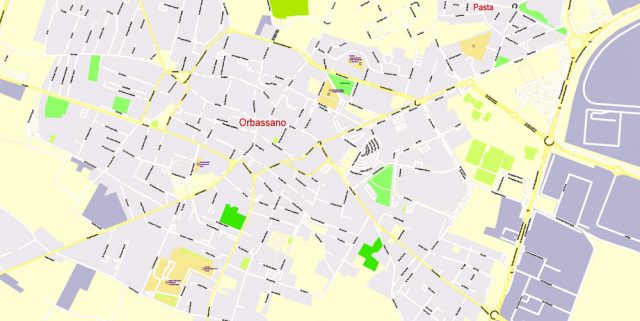 Turin / Torino Vector Map Metro Area Printable, Italy, exact detailed ...