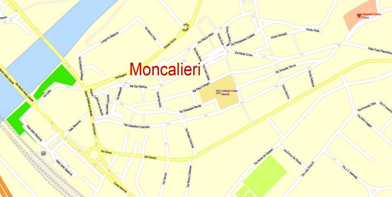 Turin / Torino Vector Map Metro Area Printable, Italy, exact detailed ...