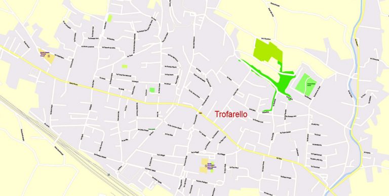 Turin / Torino PDF Map Metro Area Printable Vector, Italy, exact ...