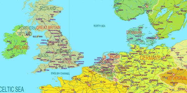 Printable World Political Map in Gall-Peters Projection editable Adobe PDF