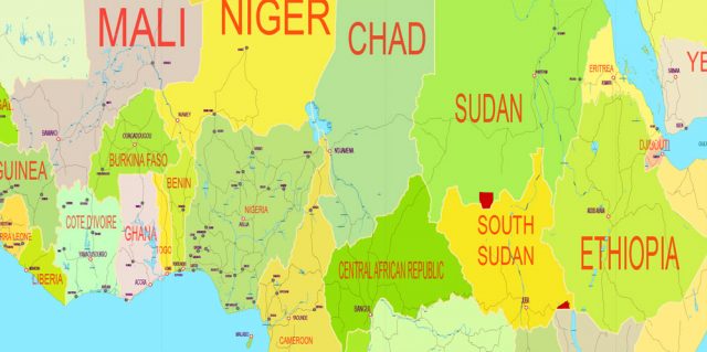 Printable World Political Map in Gall-Peters Projection editable Adobe PDF