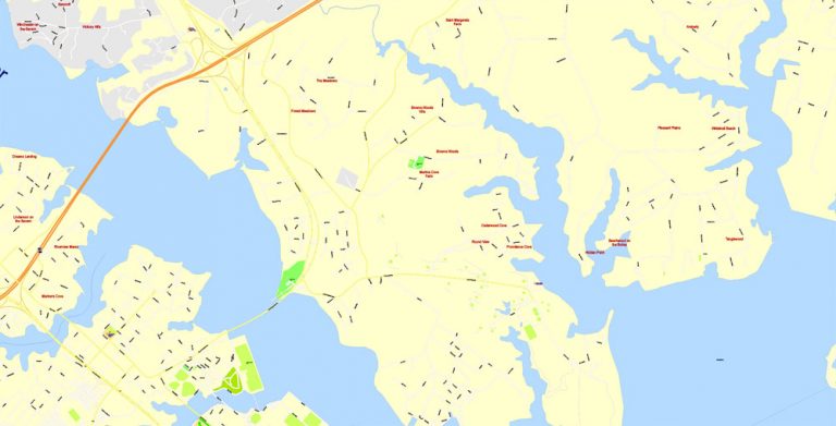 Annapolis Maryland US and neighborhoods PDF Map exact vector City Plan ...