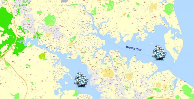 Annapolis Maryland US and neighborhoods PDF Map exact vector City Plan ...