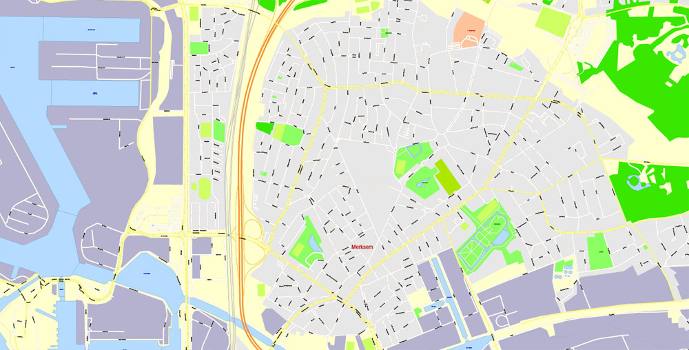 City Map Antwerp Vector Urban Plan Adobe Illustrator Editable Street Map