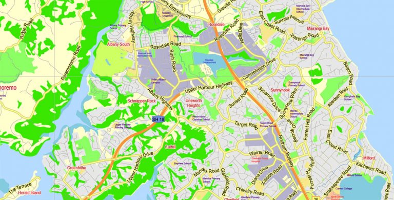 City Map Auckland Vector Urban Plan Adobe PDF Editable Street Map