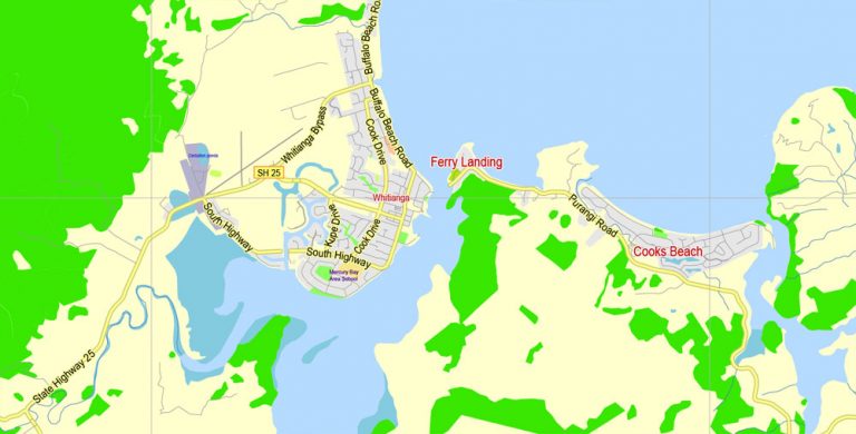 Auckland PDF Map Grande Area New Zealand, exact vector City Plan scale ...