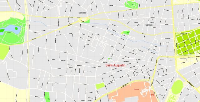 Bordeaux PDF Map Metro Area Printable Vector France, exact detailed ...