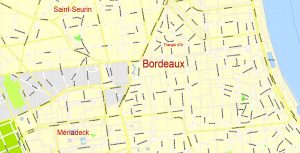 Bordeaux Printable Vector Map France Metro Area, exact detailed City ...