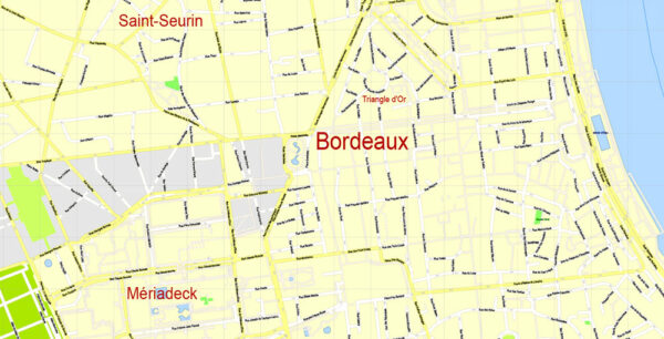 Bordeaux Printable Vector Map France Metro Area, exact detailed City ...