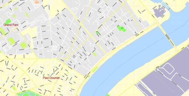 Bordeaux Printable Vector Map France Metro Area, exact detailed City ...