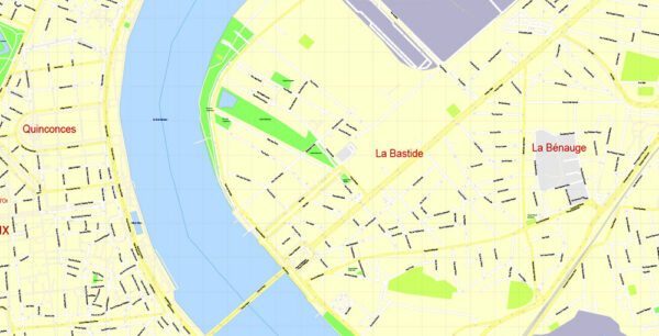 Bordeaux Printable Vector Map France Metro Area, exact detailed City ...