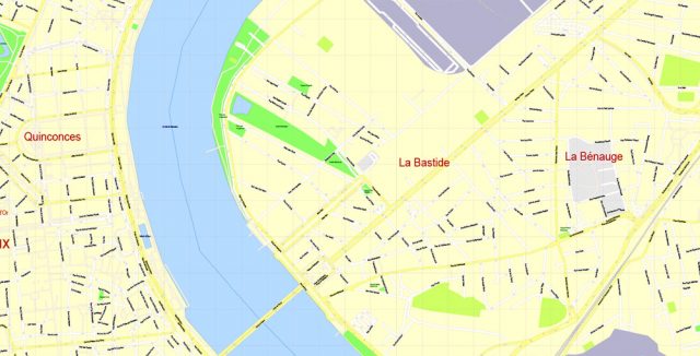 Bordeaux Printable Vector Map France Metro Area, exact detailed City ...