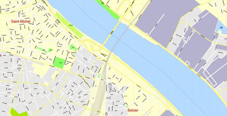 Bordeaux Printable Vector Map France Metro Area, exact detailed City ...