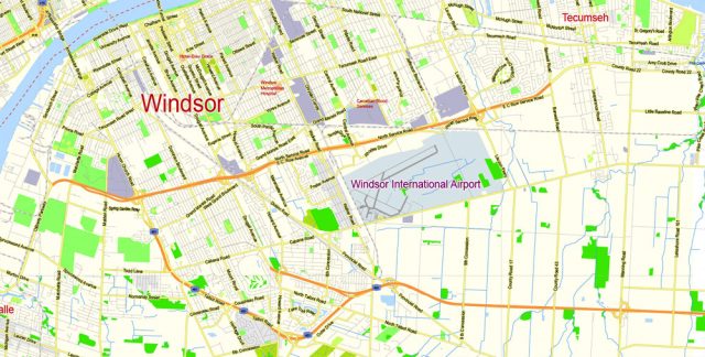 Detroit PDF Map editable Michigan US exact vector City Plan Adobe PDF ...