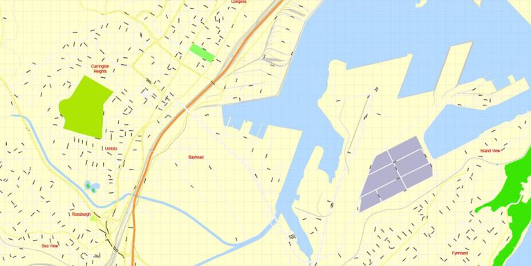 Durban Map South Africa Printable Vector, exact detailed City Plan, 100 ...