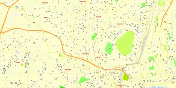 Durban Map South Africa Printable Vector, exact detailed City Plan, 100 ...