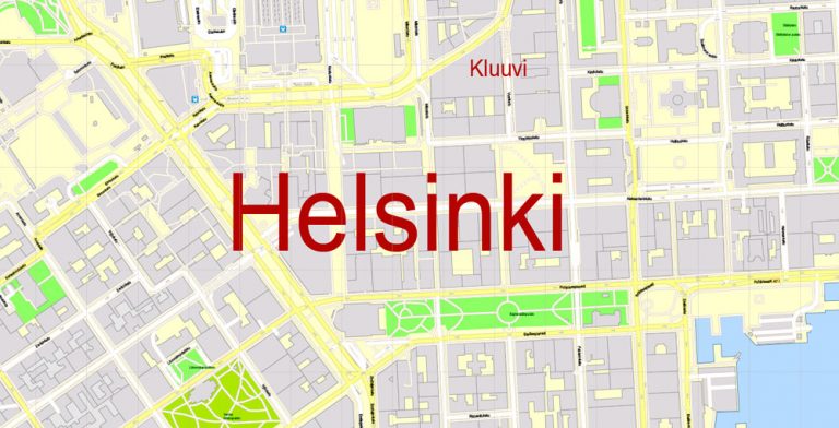 Helsinki PDF Map Finland Printable Vector, exact detailed City Plan all ...