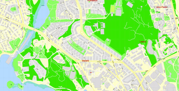 Helsinki PDF Map Finland Printable Vector, exact detailed City Plan all ...