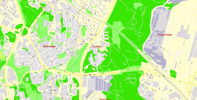 Helsinki PDF Map Finland Printable Vector, exact detailed City Plan all ...