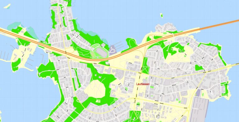 Helsinki PDF Map Finland Printable Vector, exact detailed City Plan all ...
