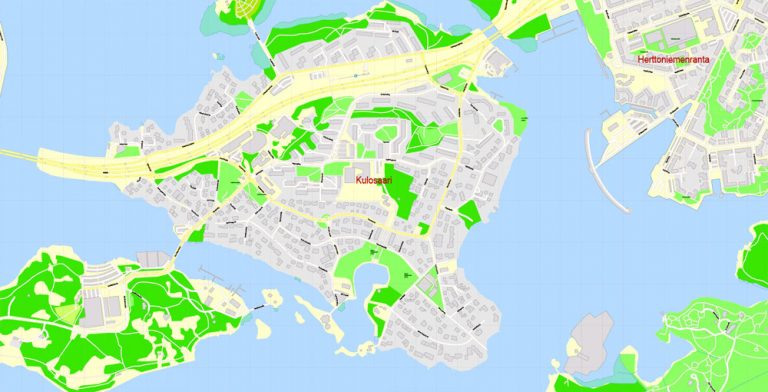 Helsinki PDF Map Finland Printable Vector, exact detailed City Plan all ...