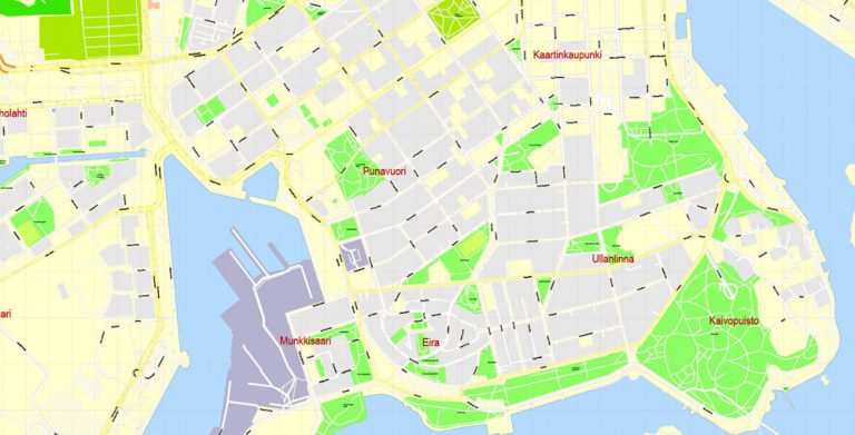 Helsinki PDF Map Finland exact detailed Vector City Plan 100 meters ...