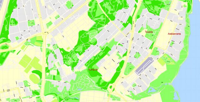Helsinki PDF Map Finland exact detailed Vector City Plan 100 meters ...