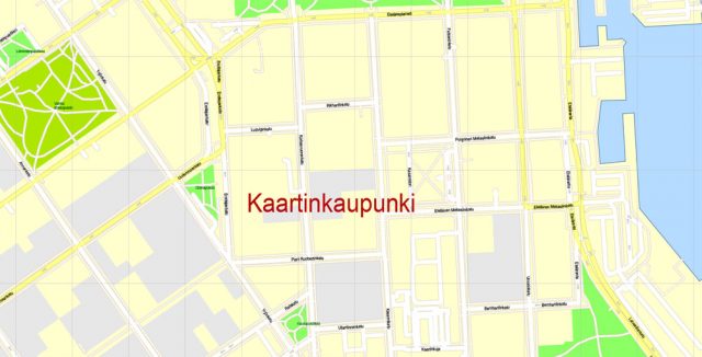 Helsinki PDF Map Finland exact detailed Vector City Plan 100 meters ...
