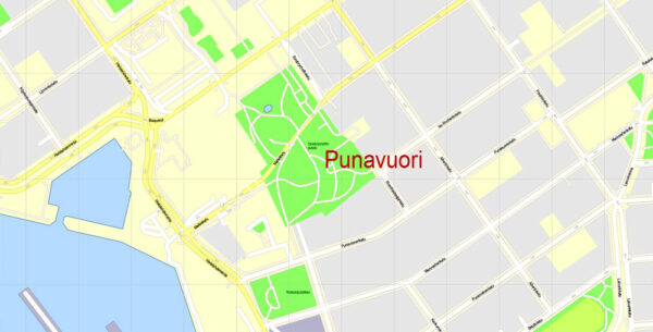 Helsinki PDF Map Finland exact detailed Vector City Plan 100 meters ...