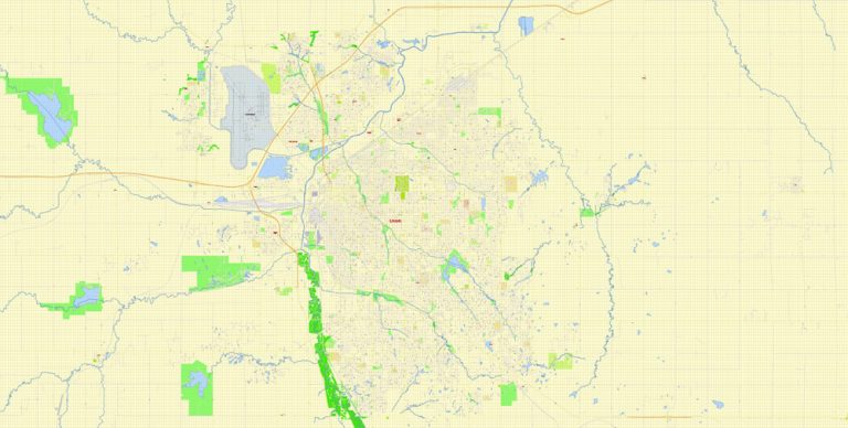 Lincoln Nebraska US Printable Street Map, exact vector City Plan scale ...