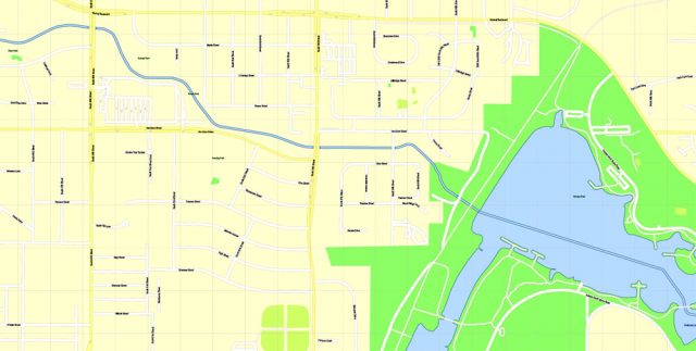 Lincoln Nebraska US Printable Street Map, exact vector City Plan scale ...