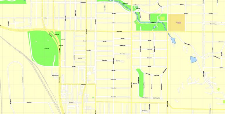 City Map Lincoln NE Vector Urban Plan Illustrator Editable Street Map