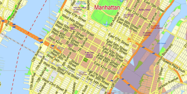 New York City Metro Area Printable Map exact vector City Plan scale 1: ...
